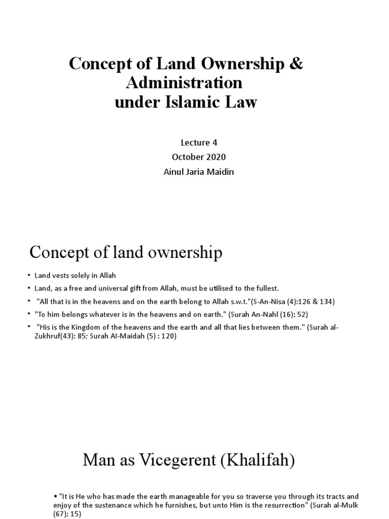 Islamic Land Ownership Principles | PDF | Property | Sharia