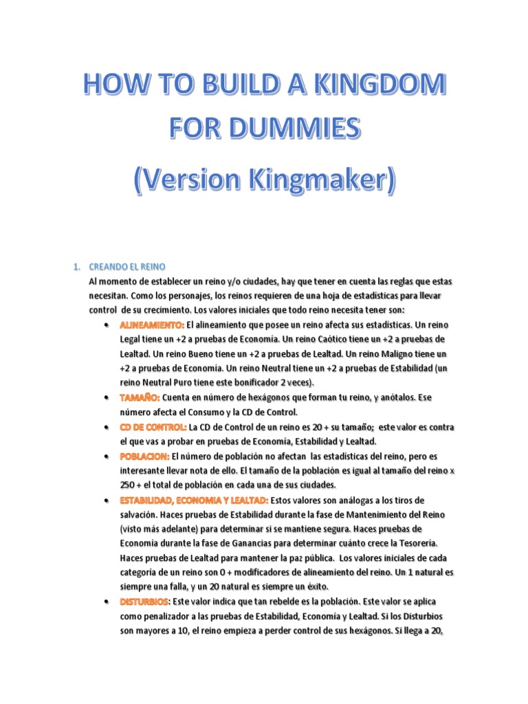 How To Build A Kingdom For Dummies v1.0 | PDF | Consumo (economía ...