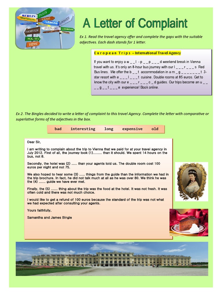 A Letter of Complaint Reading Comprehension Exercises Tests - 56348 ...