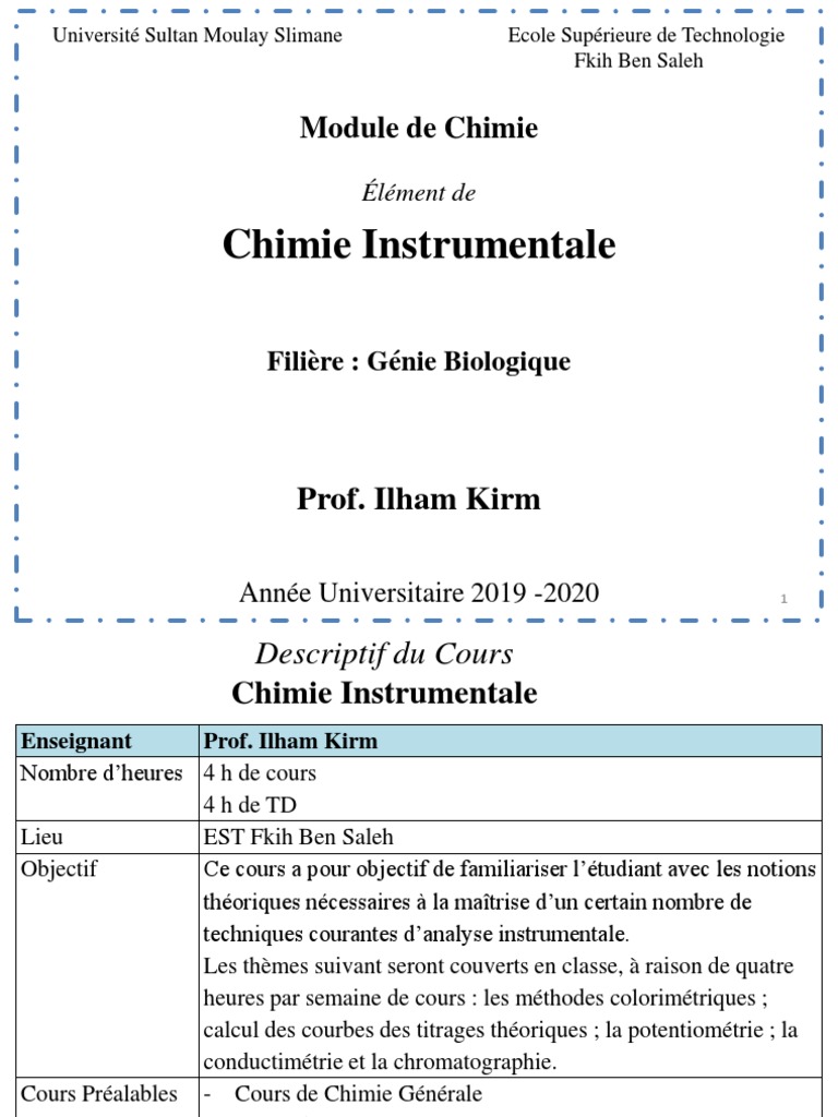 Introduction à la Chimie Instrumentale | PDF | Chimie analytique ...