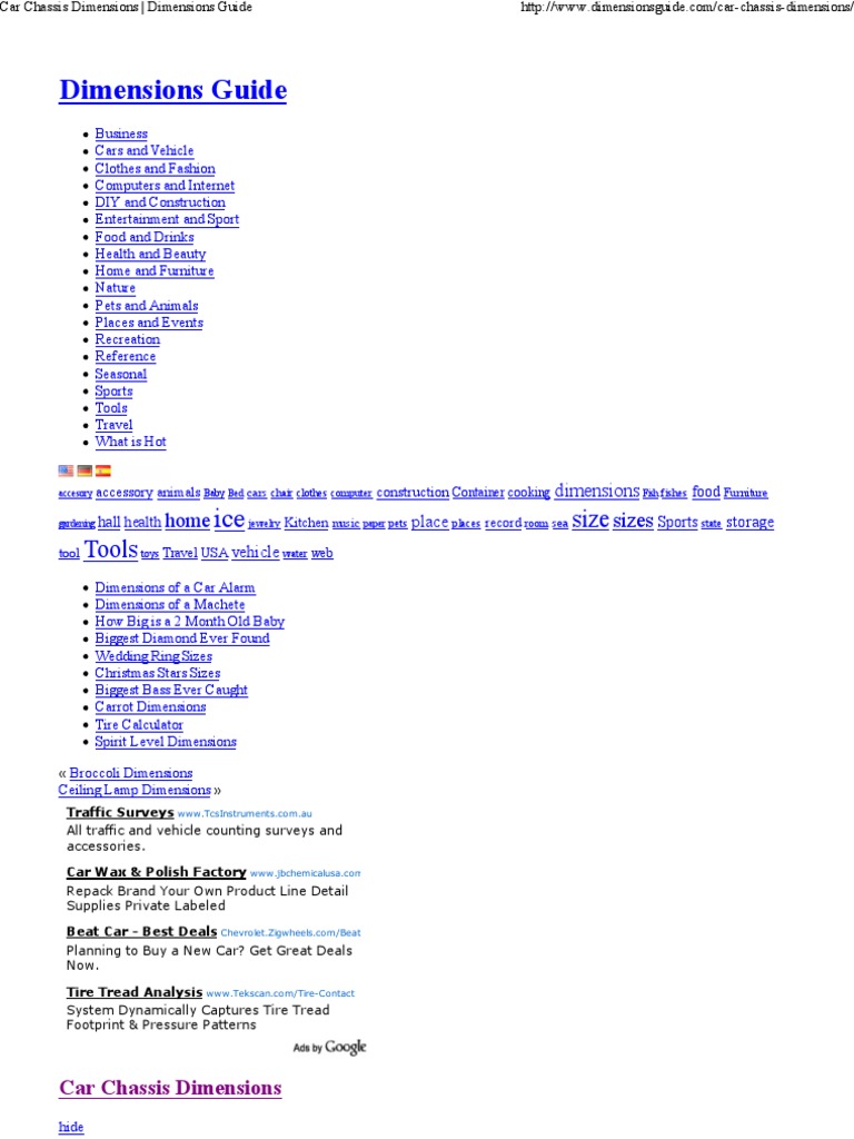 Car Chassis Dimensions - Dimensions Guide | PDF | Harley Davidson | Car