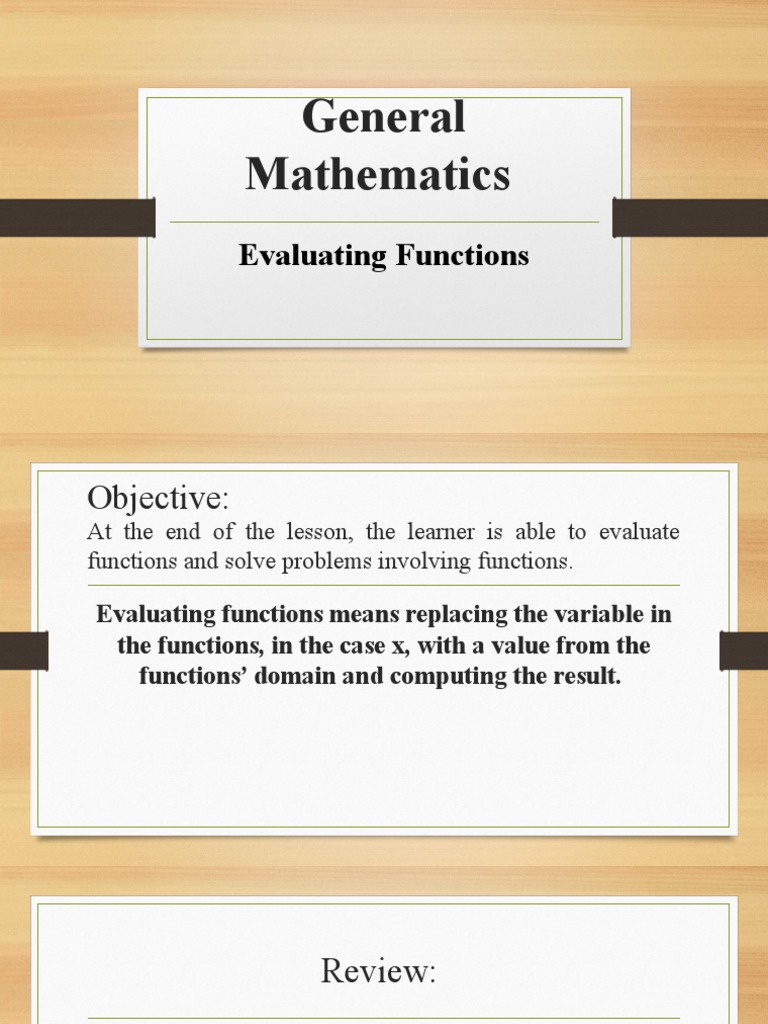 General Mathematics: Evaluating Functions | PDF