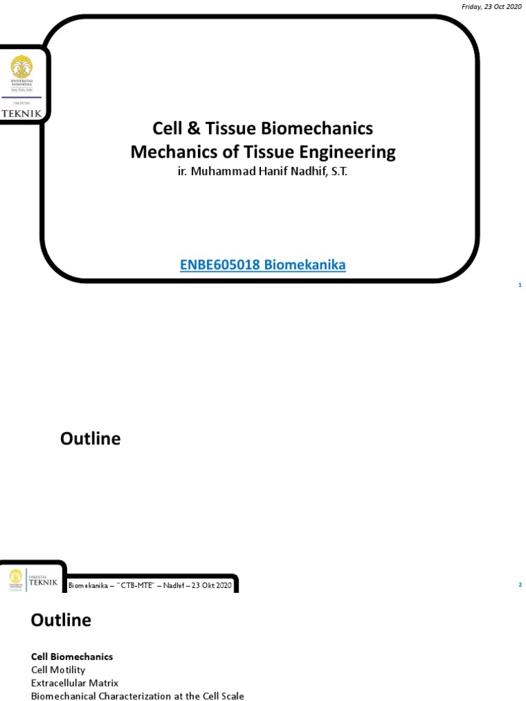 Cell & Tissue Biomechanics Mechanics of Tissue Engineering: ENBE605018 ...