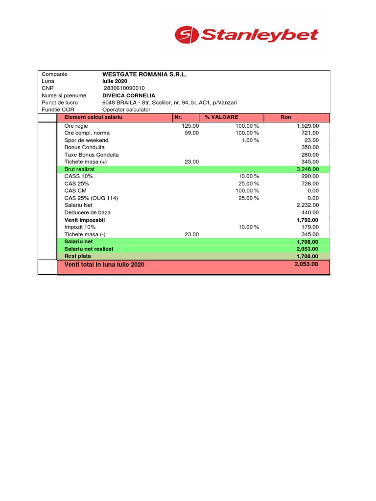 Fluturasi Lichidare Iul 20 DIVEICA CORNELIA PDF | PDF