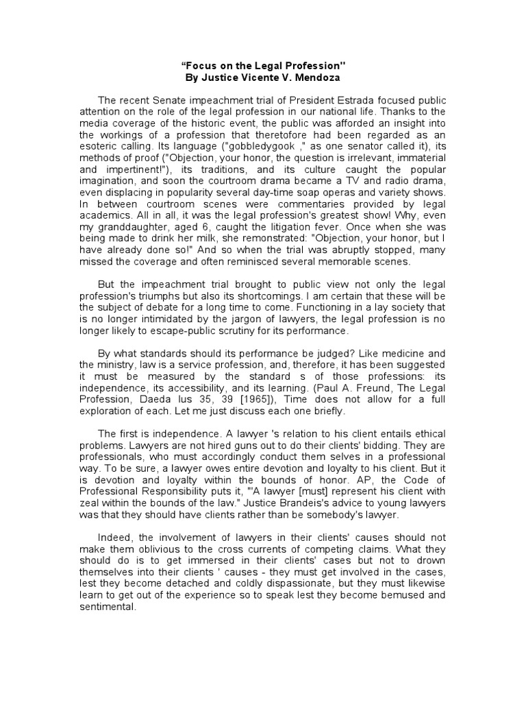 Focus On The Legal Profession | PDF | Lawyer | Practice Of Law