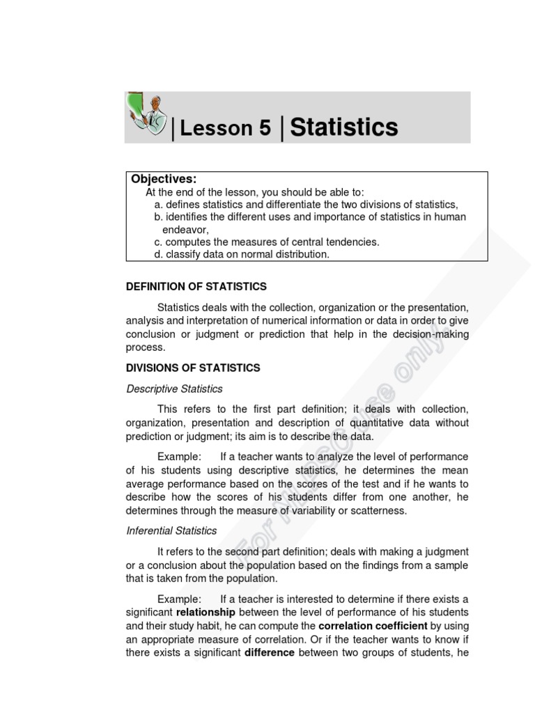 Statistics: Lesson 5 | PDF | Level Of Measurement | Statistics