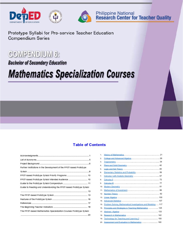 6MathematicsSyllabiCompendium PDF | PDF | Teacher Education | Learning