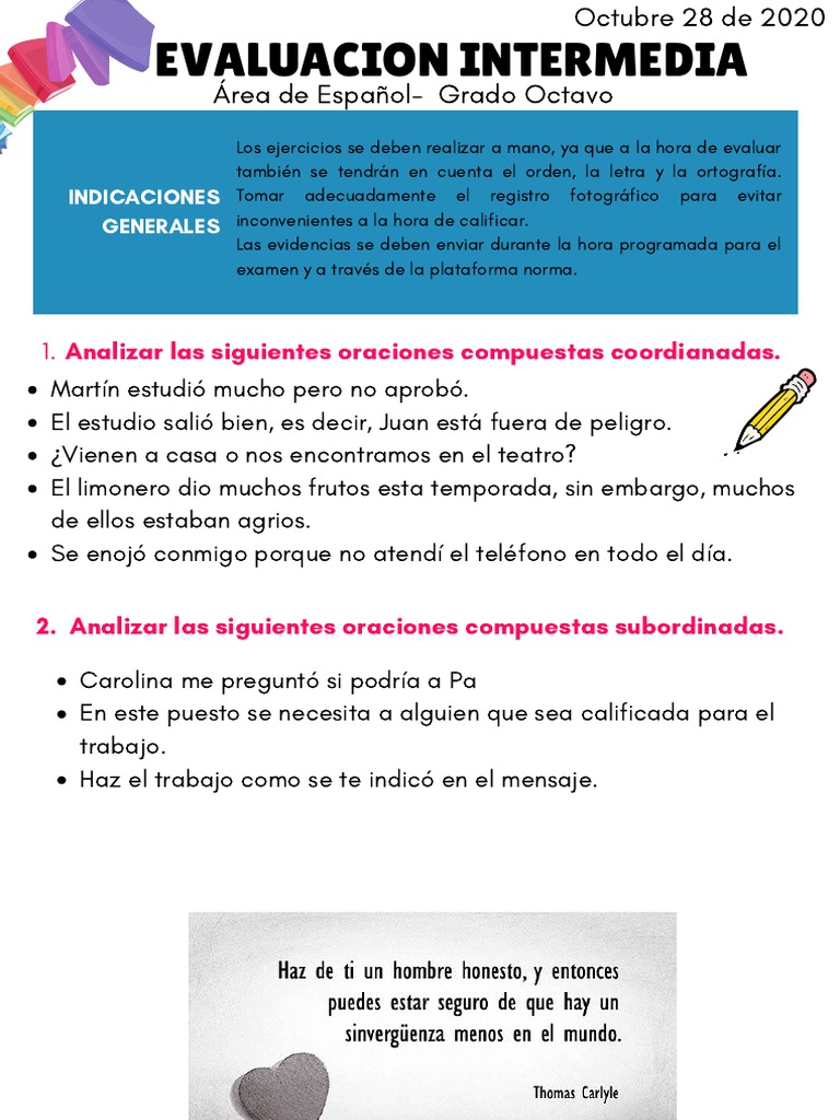 Evaluacion Intermedia Grado Octavo | PDF