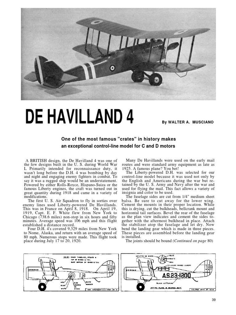 De Havilland DH4 | PDF | Monoplane | Aircraft