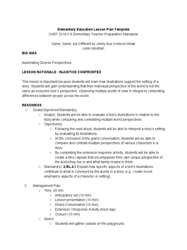 Childrens Literature Lesson Plan | PDF | Cognition | Psychological Concepts