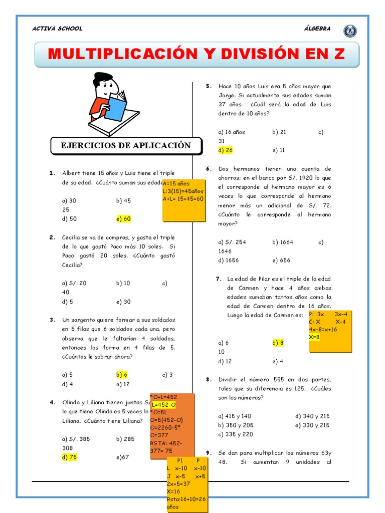 Multiplicacion y Division - Aritmetica-Activa Libertad-Clase 15 | PDF ...