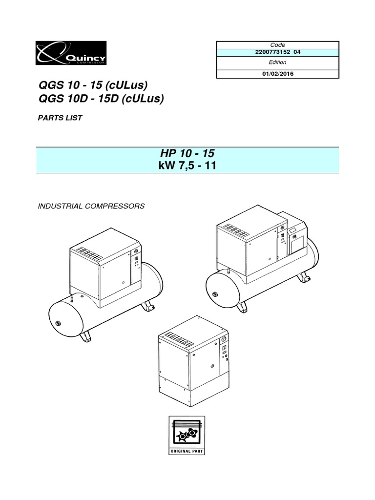 Parts List Quincy QGS 10-15 - (C55) - 2200773152 04 | PDF | Door | Components
