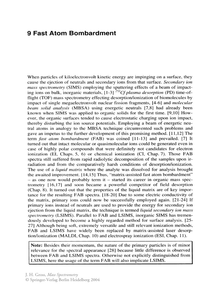 9 Fast Atom Bombardment: Secondary Ion Mass Spectrometry 252cfplasma ...