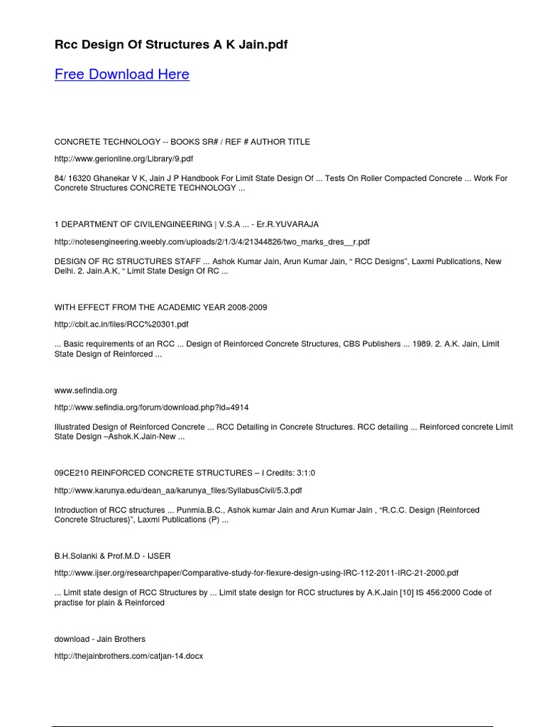 RCC Design by A.K. Jain - Free PDF | PDF