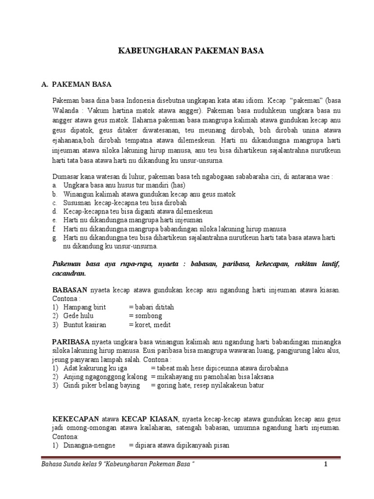 Teks Kabeungharan Pakeman Basa | PDF | Seni & Disiplin Bahasa | Kajian ...
