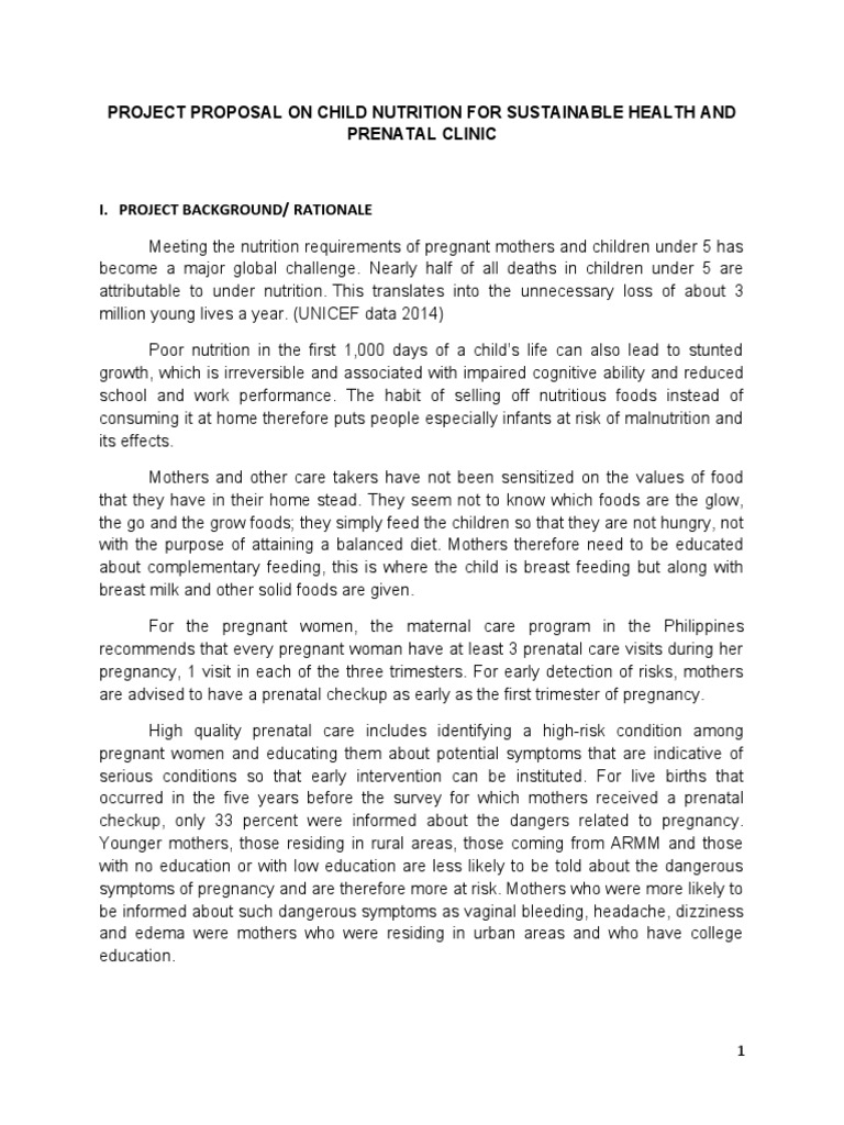 Project Proposal On Child Nutrition For Sustainable Health and Prenatal ...