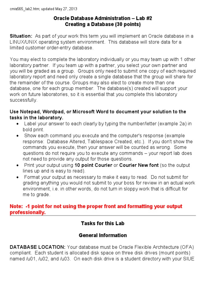 Lab 2 Creating A Database Pdf Databases Computer File