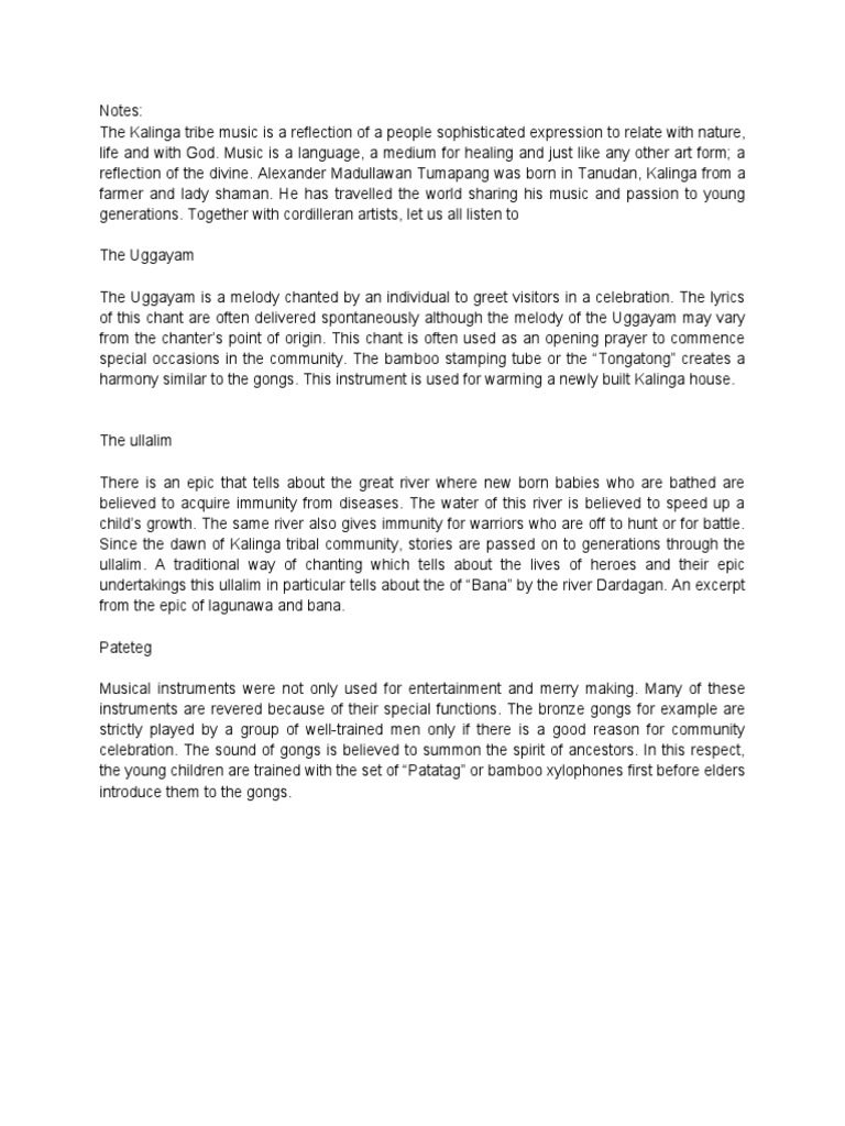 Kalinga Music Notes | PDF | Entertainment (General)