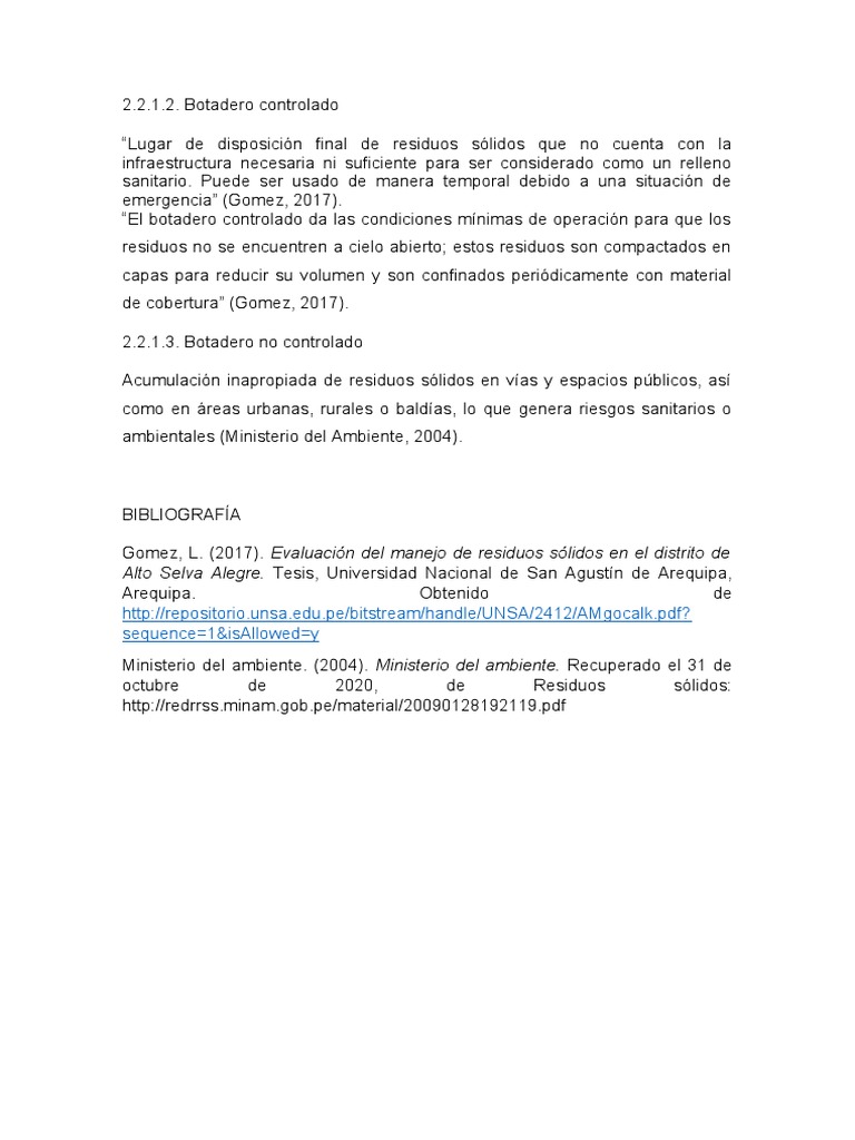 Tipos de Botaderos de Residuos Sólidos | PDF | Ciencia y matemáticas