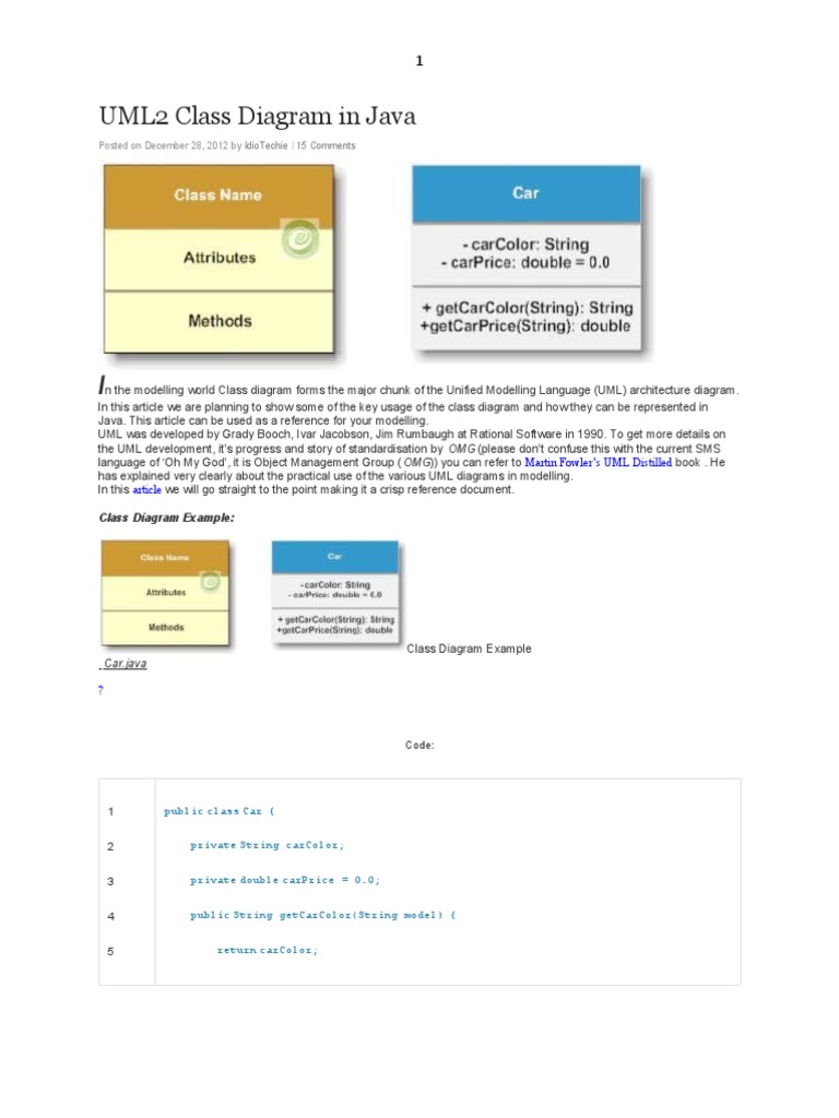 UML2 Class Diagram in Java | Download Free PDF | Unified Modeling Language | Class (Computer ...