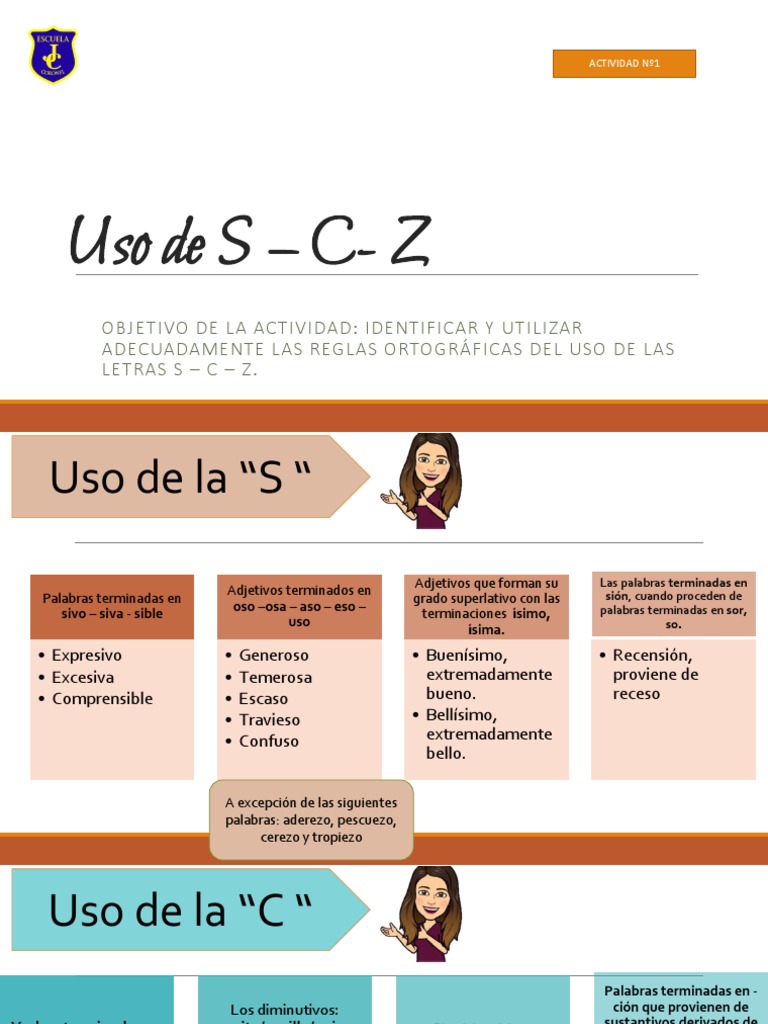 Uso C - S - Z (1) ACTIVIDAD 1 8ºBASICO PDF | PDF | Lingüística ...