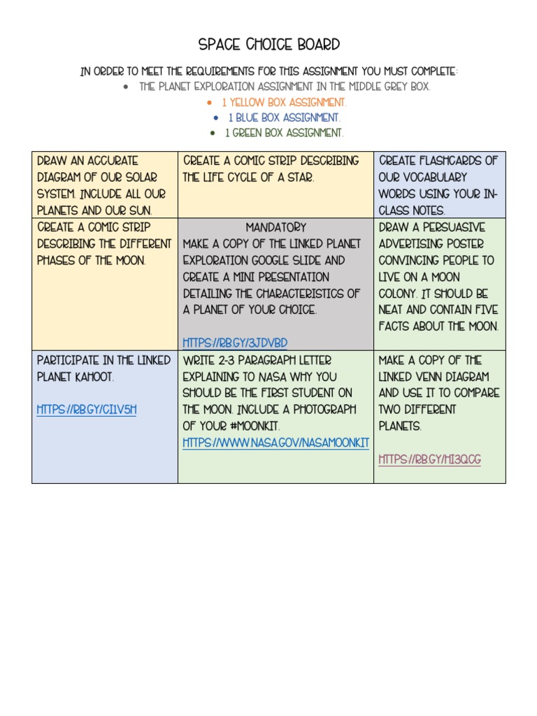 Spacechoiceboard | PDF | Science & Mathematics | Computers