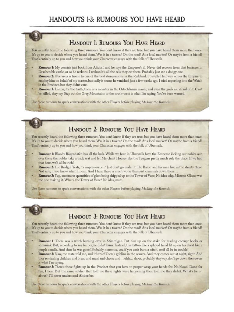 WFRP Starter Set - Handouts 24 Jan-2 PDF | PDF | Penny