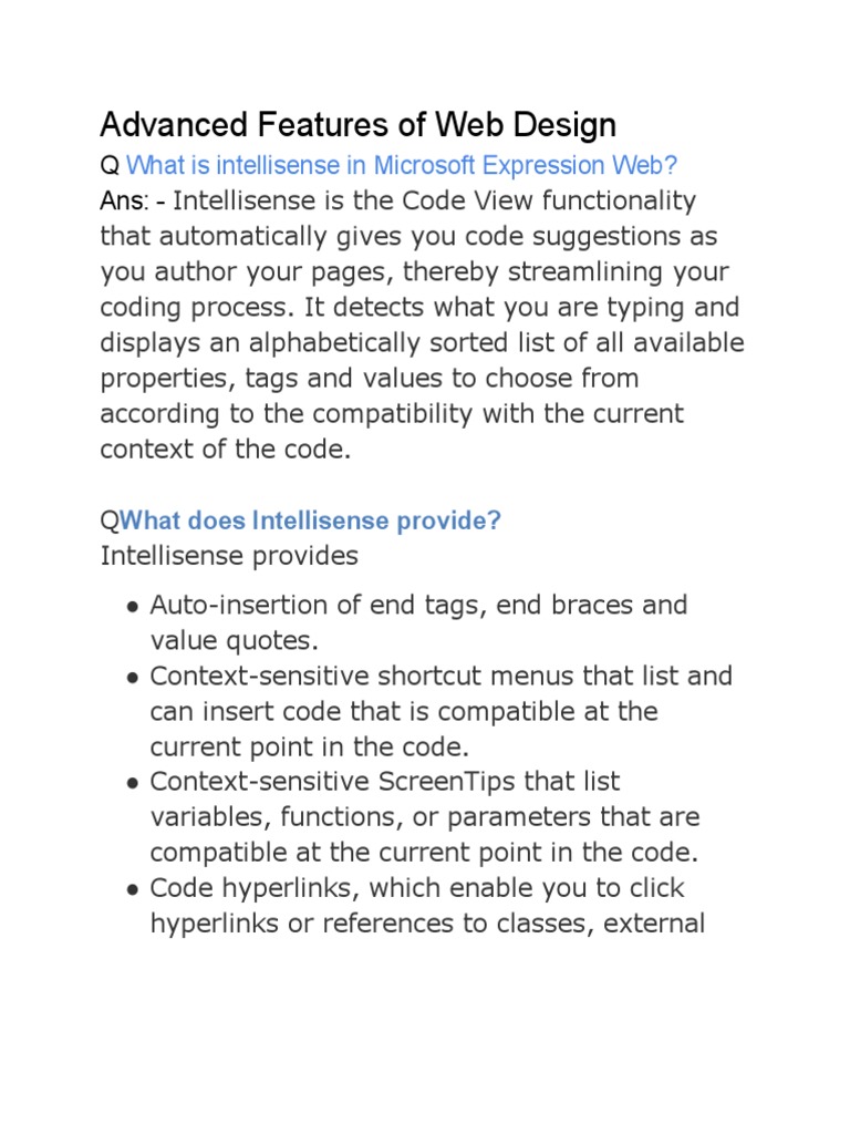 Advanced Features of Web Design PDF | PDF | Websites | Page Layout
