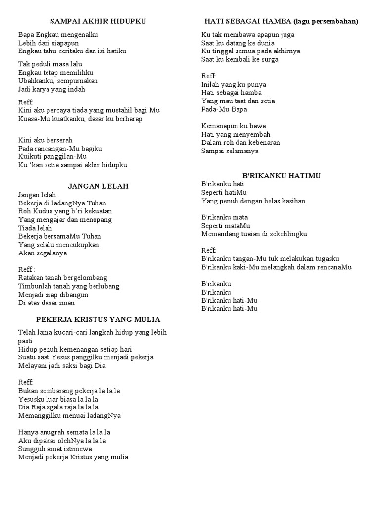 Lagu Untuk Chapel | PDF