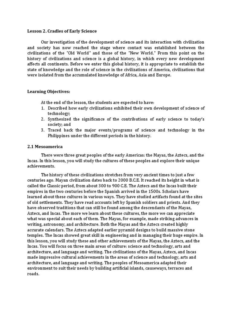 Cradles of Early Science | PDF | Maya Civilization | Science