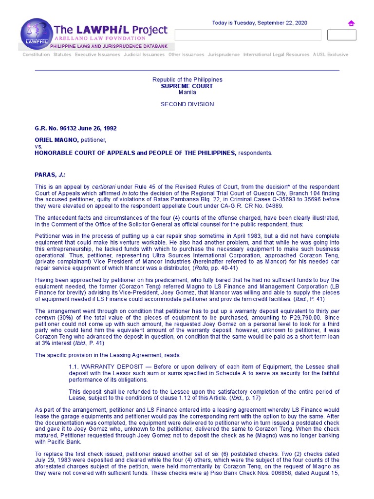 G.R. No. 96132 (Magno Vs Court of Appeals) | PDF | Lease | Punishments