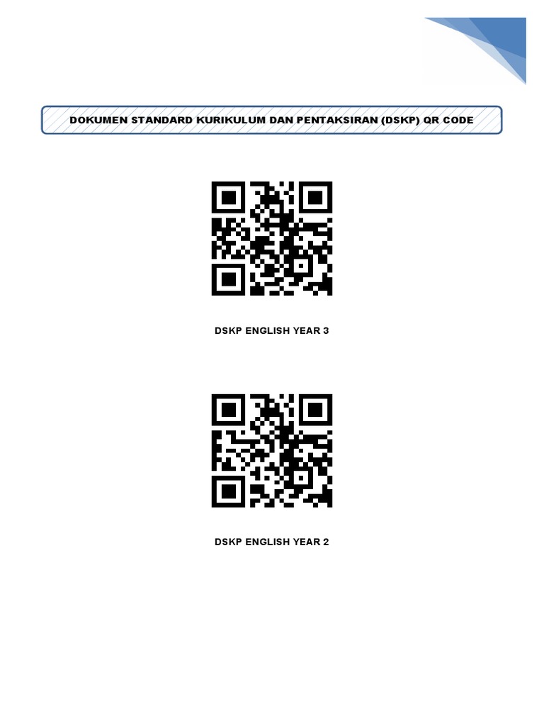 DSKP English Year 3 & 2 QR Code | PDF