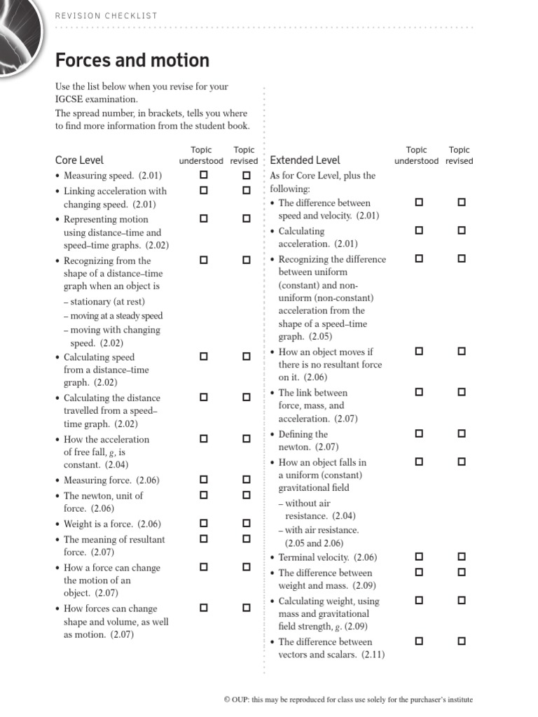 IGCSE Physics - Revision Summaries 2 | PDF | Speed | Force