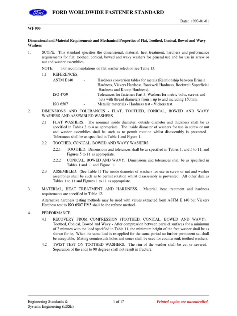 WF900 | PDF | Washer (Hardware) | Engineering Tolerance