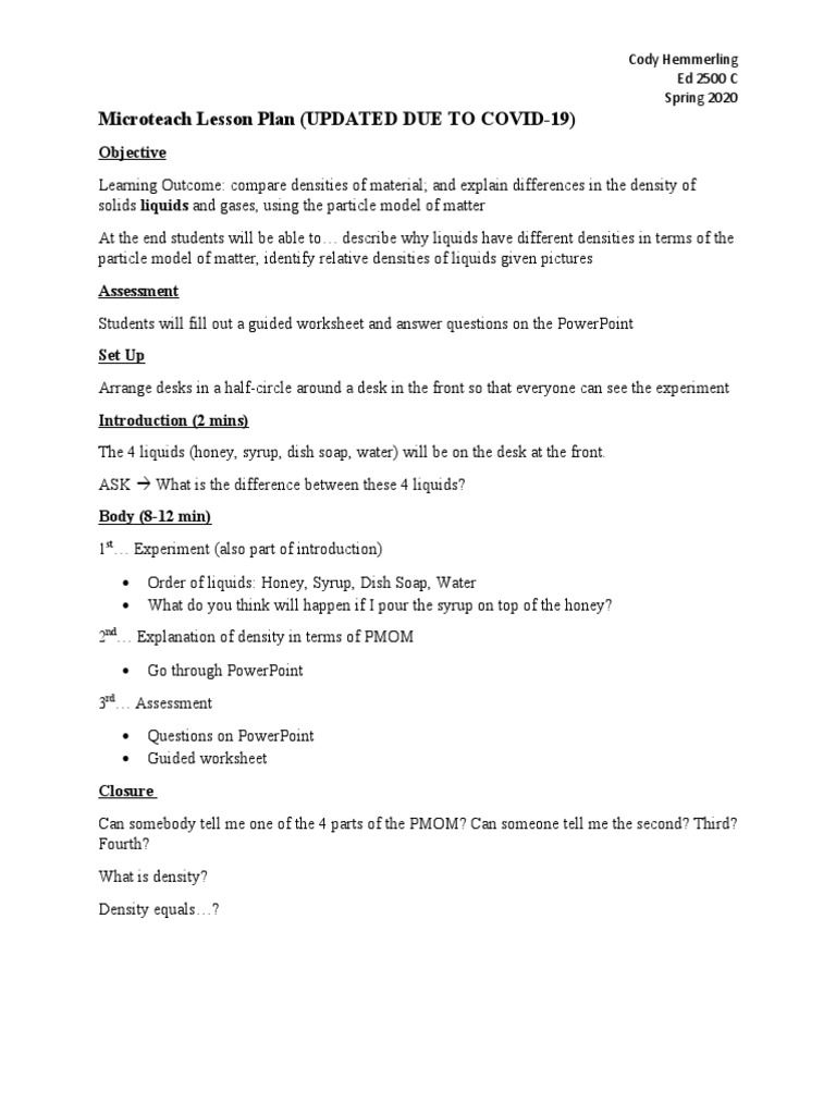 Microteach Lesson Plan | PDF