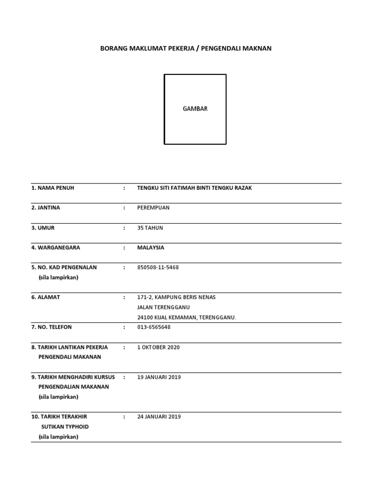 Borang Pekerja | PDF