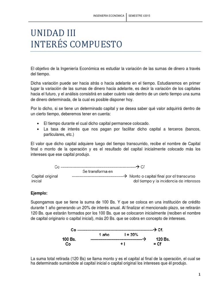 Unidad 3 Interes Compuesto PDF | PDF | Interés compuesto | Interés
