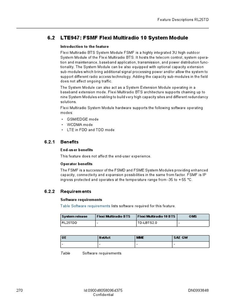 6.2 LTE947: FSMF Flexi Multiradio 10 System Module: 6.2.1 Benefits ...