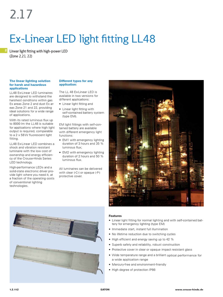 Ex-Linear LED Light Fitting LL48 | PDF | Lighting | Light Emitting Diode
