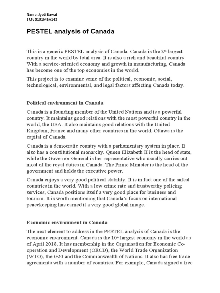 Pestel Analysis of Canada: Political Environment in Canada | PDF ...