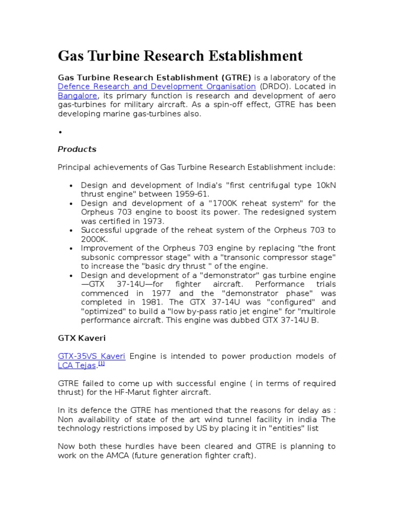 GTRE: India's Gas Turbine Innovations | PDF | Engines | Vehicles