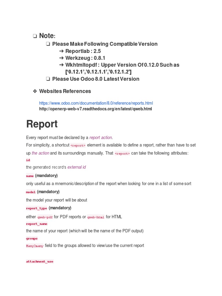 Qweb Report in Odoo | PDF