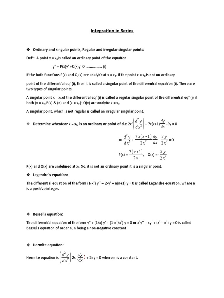Integration in Series | PDF | Ordinary Differential Equation | Derivative