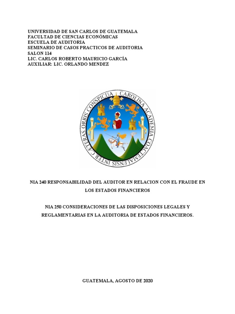 Análisis de la NIA 240 y NIA 250: Responsabilidades del auditor ante el ...