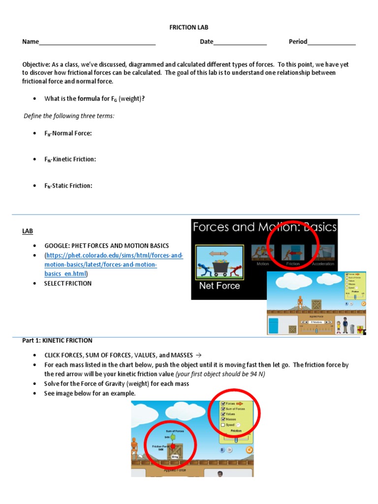 Friction Lab - PhET | PDF | Friction | Force
