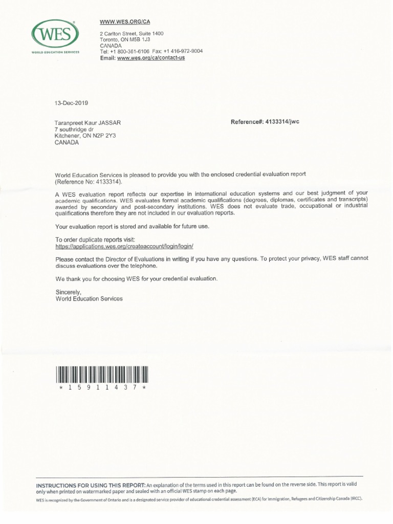 WES Letter PDF | PDF