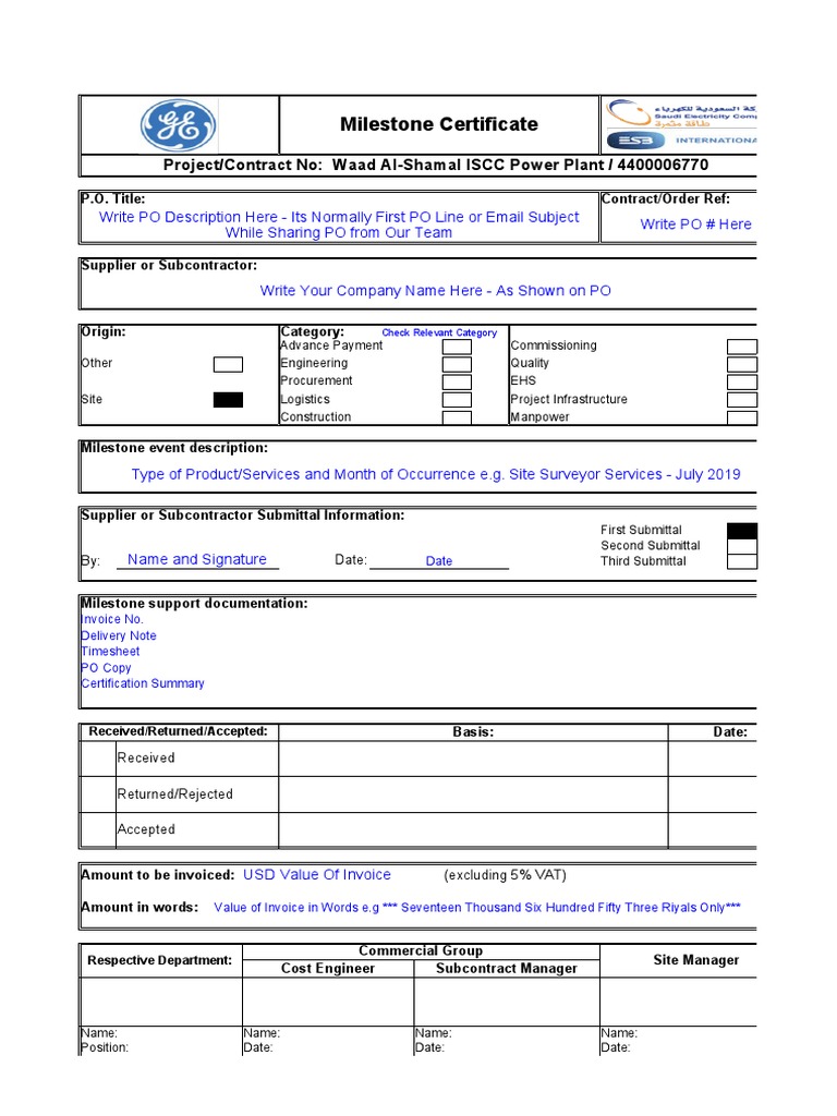 Milestone Certificate for Waad Al-Shamal | PDF | Invoice | Business