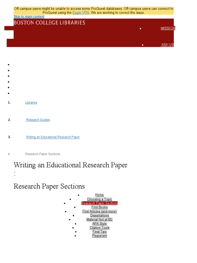 Writing An Educational Research Paper: Research Paper Sections | PDF ...