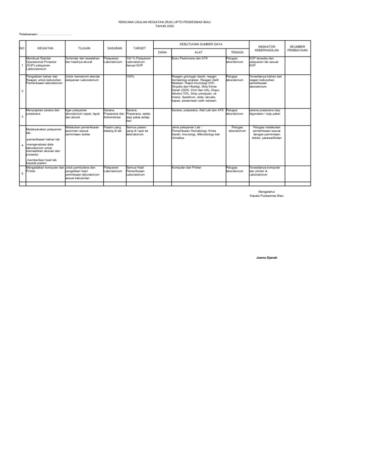 RUK Puskesmas Biau 2020 | PDF