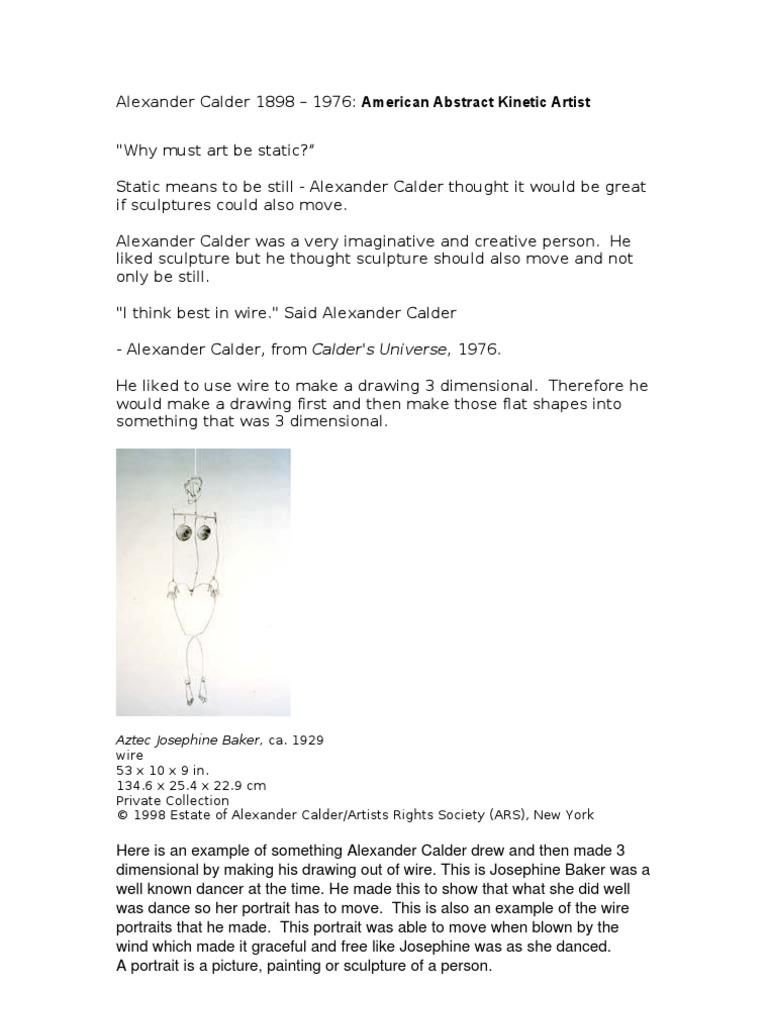 Alexander Calder Simplifed Notes | PDF